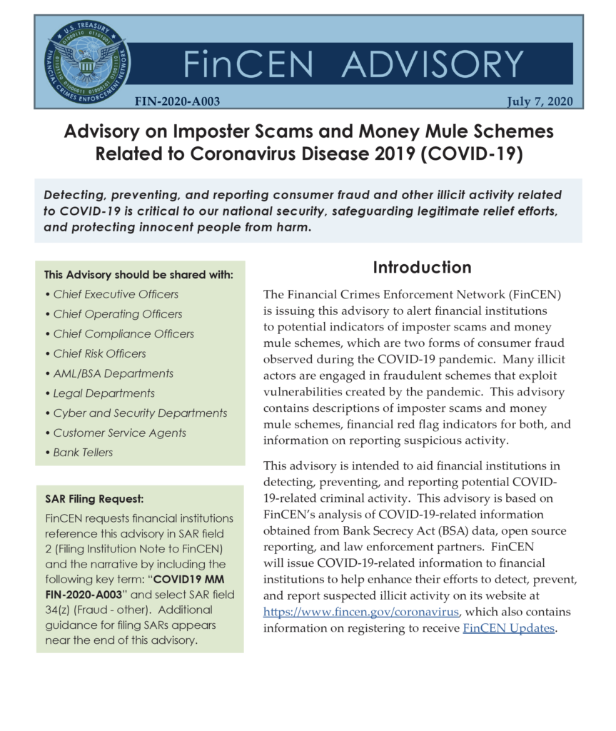 US Treasury Fraud Prevention Resource Warns Against COVID-19 “Money ...