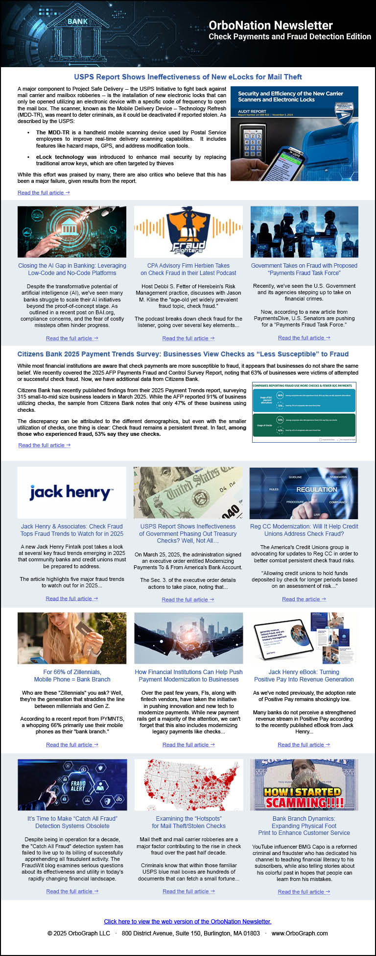 OrboNation Newsletter: Check Processing and Fraud - July 2025 | OrboGraph